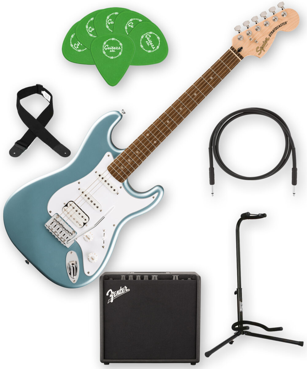 Squier Affinity Stratocaster Junior HSS Bundle (Ice Blue Metallic ...